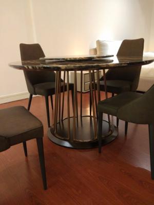 China Marble Round Dining table 1.6m 1.8m diameter stainless steel base leg support new modern style table ZZ-T01 for sale