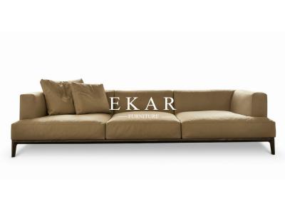 China European Modern Style Living Room Furniture New Model Light-brown Leather Sofa Set Pictures ZZ-T-36 for sale