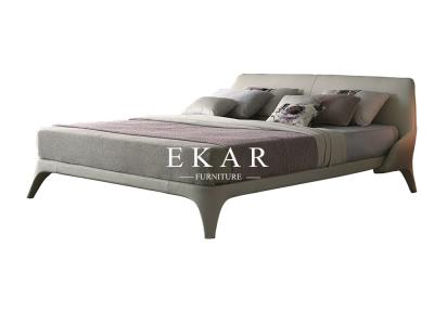 China Bed Designer Furniture Cream White Modern Leather Bed ZZ-BD017 for sale