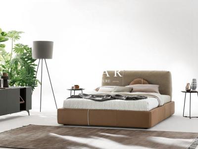 China Grey Double Bed Design Furniture Upholstered Fabric Bed ZZ-BD009 for sale