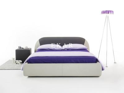China Simple Designs Natural Linen Beige Soft Double Bed for Home for sale