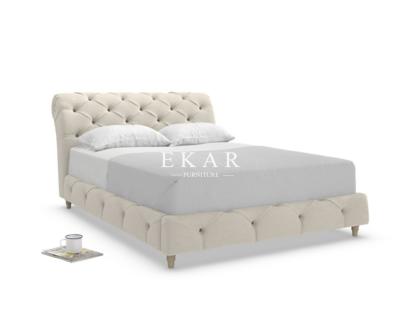 China Modern European Style Fabric Wooden Bed Frame for sale