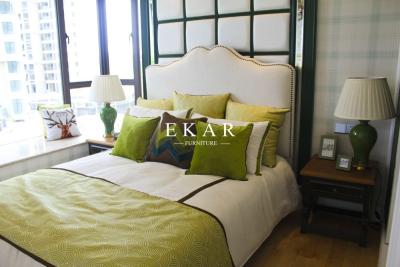 China Modern Simple Design Contemporary Upholstered wood leather fabric bed for sale
