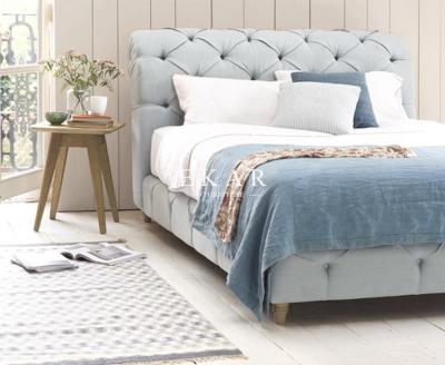 China Modern European Style Fabric Wooden Bed Frame for sale