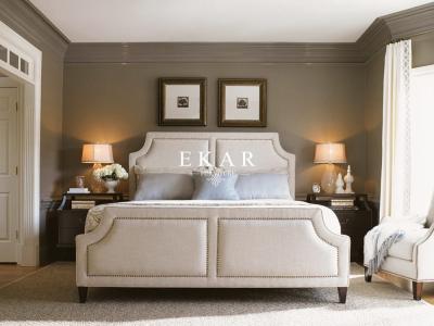 China Upholstery Headboard King Size Fabric Wooden Bed for sale