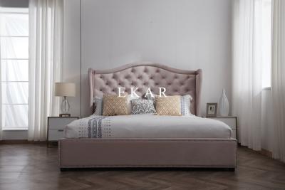 China Modern Upholstered Fabric Box Design Wooden Bed for sale