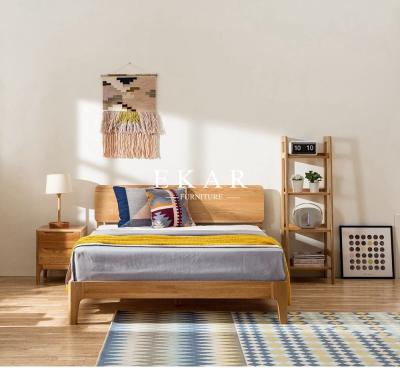 China European Replica Furniture Oak Solid Wood Simple King Size Bed for sale