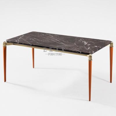 China Marble Or Wooden Top Metal Frame Modern Rectangle Dining Table  DA-TA18 for sale