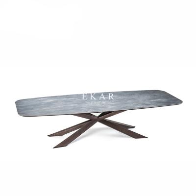 China Modern Metal Base Italian Style Marble Dining Table Set DA-T825 for sale