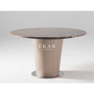 China Round Italian Metal Base Marble Dining Table for sale