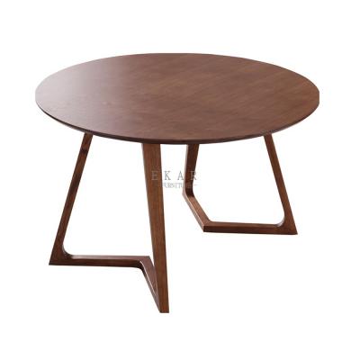China Modern Walnut Solid Ash Wood 1m Round Dining Table 4 Seater for sale