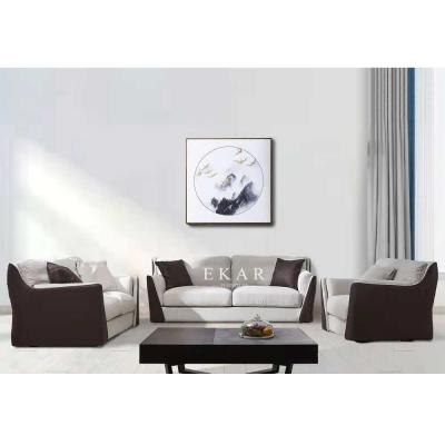 China Leather and Fabric 6 Seater Modern Living Room Sofa Set AW-ES17-1733 for sale