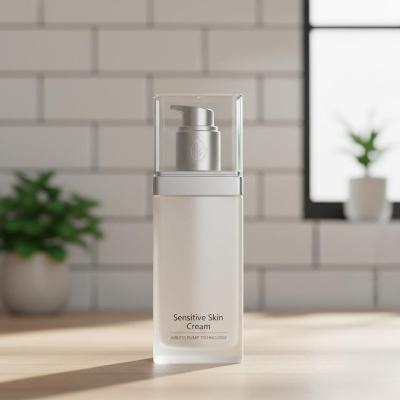 China Rectangle Shape Cosmetic Airless Bottle with Customized Pump for Sensitive Skin Cream Packaging for sale