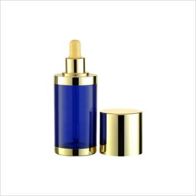 China Plastic Essence Dropper Oil Bottle Double Wall 30ml 50ml Cylinder Dropper Bottle for sale