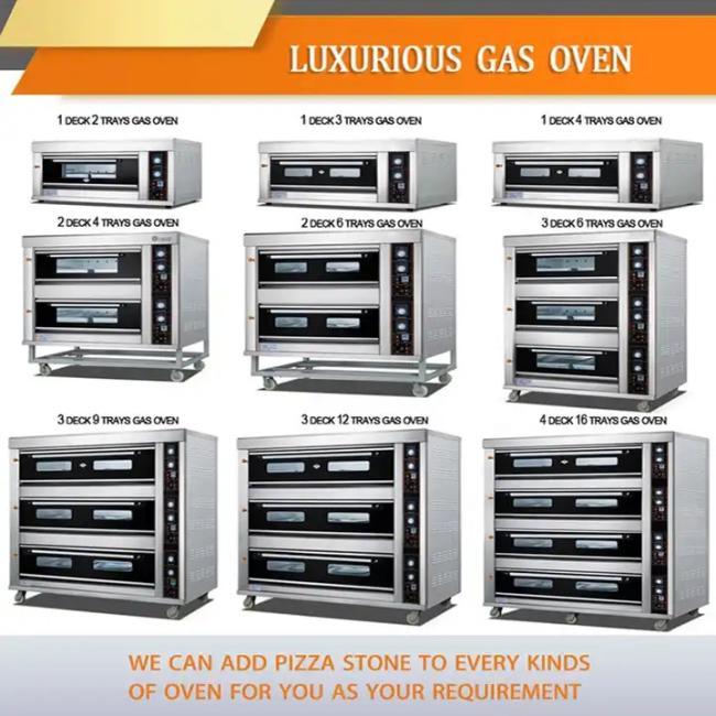 1-3 Layer 2-6 Trays Gas Oven with Compact Design and 5 Cooking Modes Baking Bakery Oven