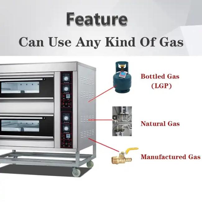 1-3 Layer 2-6 Trays Gas Oven with Compact Design and 5 Cooking Modes Baking Bakery Oven