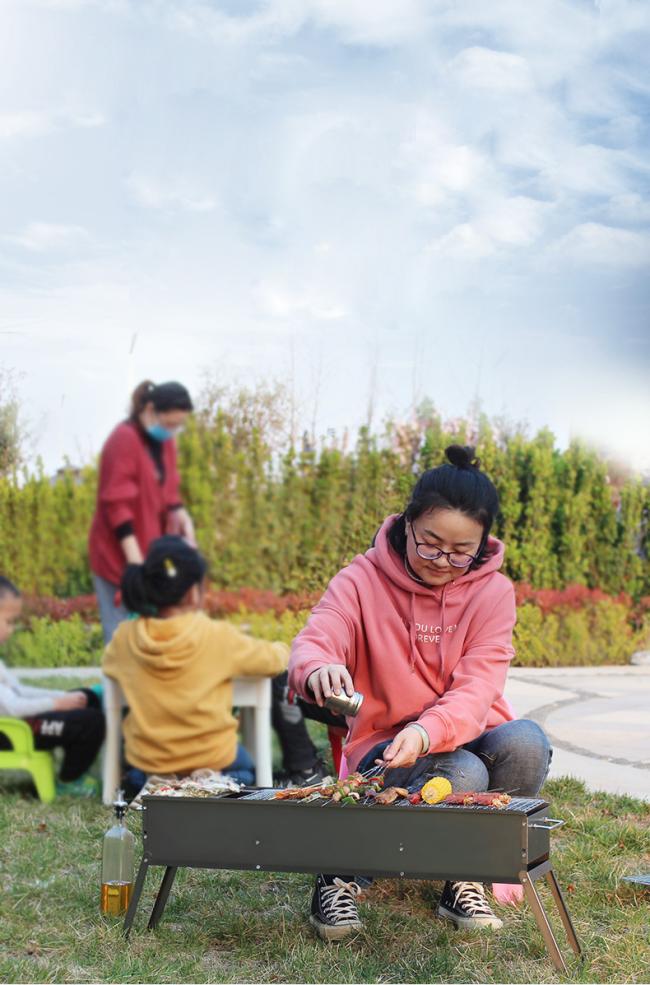 Non-Stick Coating BBQ Grill for Long Term Use Outdoor Camping Barbecue Oven Furnace