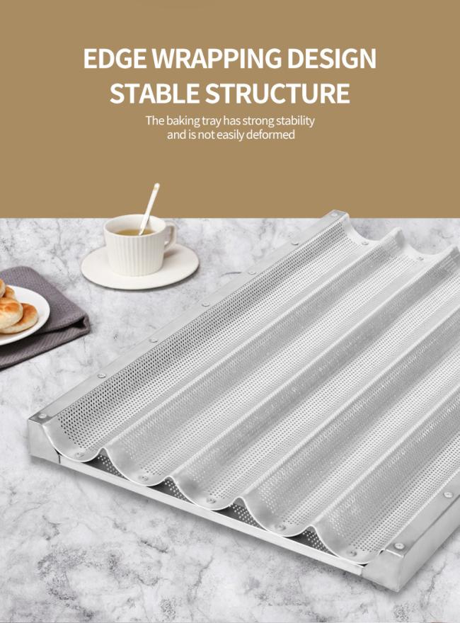 Non Stick 5 Waves Baguette Baking Pan French Bread Mold Baguette Tray