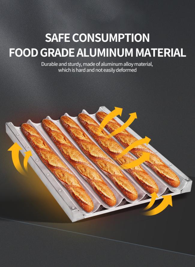 Aluminium / Stainless Steel Non Stick Perforated French Loaf Bread Baguette Mold Baking Pan