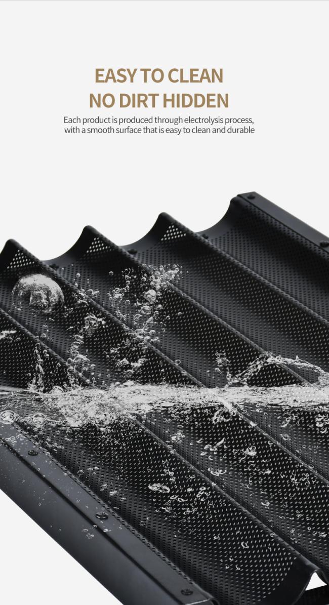 Customized Gutter Non Stick French Bread Perforated Tray Baking Baguette Pan Tray