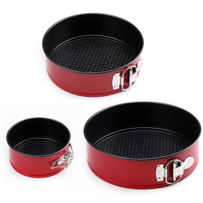 China Honeycomb Red 10 - Inch Floor - Bottom Lock Carbon Steel Round Non-Stick Baking Cake Mold for sale