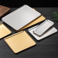 China Multi - Size 304 Stainless Steel Rectangular Cafe Tray With Straight Edge Baking Pan for sale