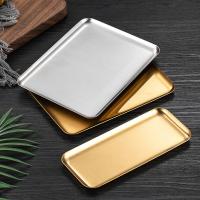 China Multi - Size 304 Stainless Steel Rectangular Cafe Tray With Straight Edge Baking Pan for sale