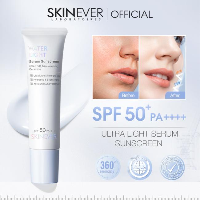 SKINEVER Mineral Water Light Serum Sunscreen Ultra-Light Non-Greasy Face Lotion Hydrating Brightening Sunblock Whitening Cream