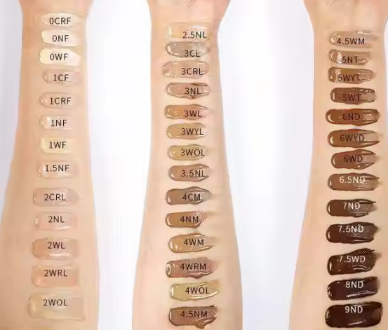 Foundation color swatches showing range