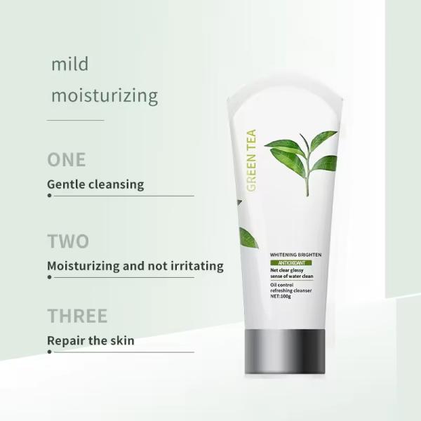 Quality Natural Customizable Green Tea Facial Cleanser Antioxidants Amino Acid Face Wash for sale