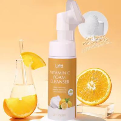 China Private Label Vitamin C Liquid Facial Cleanser Hyaluronic Acid Aloe Vera Face Wash Mousse Remover Acid Cleansing Foam Mousse for sale