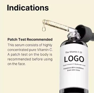 Cina OEM / ODM Vitamina C pura Siero Vitamina E Acido ialuronico Brightening Idratante Siero Faciale Linee sottili Tono della pelle irregolare Pelle opaca in vendita