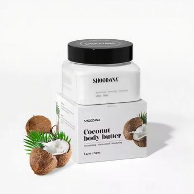China ODM / OEM Private Label Natural Organic Shea Butter Body Butter with Raw Coconut Oil Moisturizing Whitening Coconut Body Butter for sale