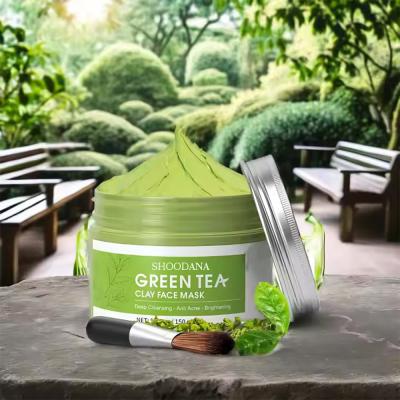 China Vegan Organic Green Tea Clay Mask Deep Cleansing Clay Mud Mask with Vitamin C Face Nose Neck Acne Control Mineral Ingredient for sale