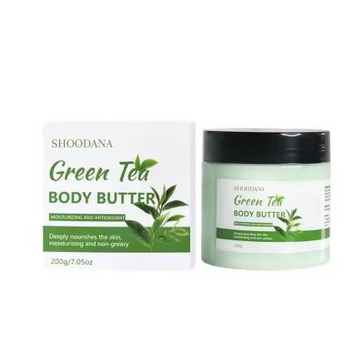 China Body Care Cream for Dry Skin Private Label Moisturizing Hydrating Plant Green Tea Lotion Repairing Green Tea Body Butter for sale