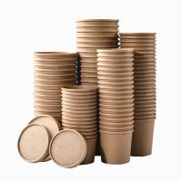 China Recyclable Kraft Paper Soup Cups 8oz to 32oz with Lids Stackable Leak Proof for sale