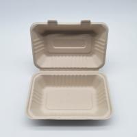 China 900ml Biodegradable Sugarcane Bagasse Clamshell Takeout Food Container 9x6x3 Inch for sale