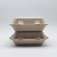China 900ml Biodegradable Sugarcane Bagasse Clamshell Takeout Food Container 9x6x3 Inch for sale