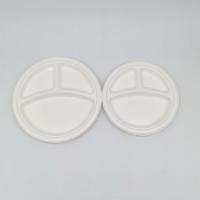 China Biodegradable Bagasse Divided Plates 2 Compartment 3 Compartment 9 Inch 10 Inch for sale