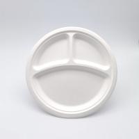 China Biodegradable Bagasse Divided Plates 2 Compartment 3 Compartment 9 Inch 10 Inch for sale