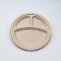 China Biodegradable Bagasse Divided Plates 2 Compartment 3 Compartment 9 Inch 10 Inch for sale