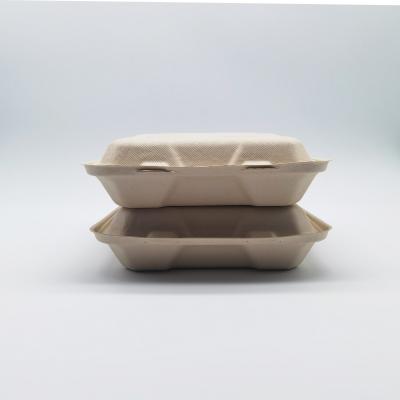 China 3 Compartment Biodegradable Clamshell Food Containers 9 Inch Greaseproof for sale