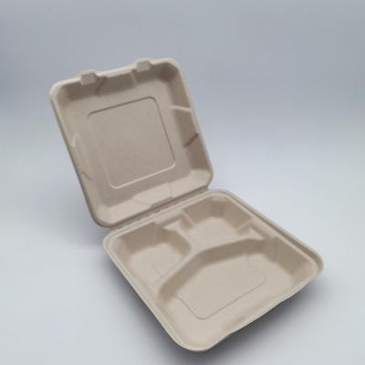 China 3 Compartment Biodegradable Clamshell Food Containers 9 Inch Greaseproof for sale