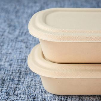 Cina Stoviglie biodegradabili ovali impermeabili al grasso Bento Box For Salad della bagassa in vendita