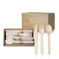 China Biodegradable Birch Wood Disposable Cutlery Set 160mm Knife 140mm Fork Eco Friendly for sale