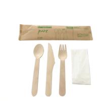 China Biodegradable Birch Wood Disposable Cutlery Set 160mm Knife 140mm Fork Eco Friendly for sale
