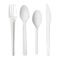 China 7 Inch Biodegradable PLA Cutlery Set Compostable Fork Spoon Knife Heavy Duty BPI Certified for sale