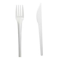 China PLA Biodegradable Cutlery Set 6.5 Inch Fork Knife Spoon Compostable Eco Friendly for sale