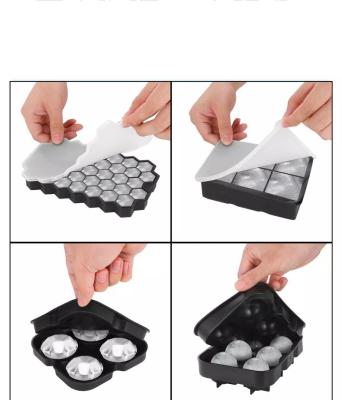 China 6-hole Round Ice Ball Mold with Honeycomb Square Ice Tray and Diamond Ice Cube Tray for sale