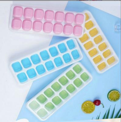 China Stocked 14 Cavity Ice Cube Maker Molds with Lids and Bpa Free PP Plastic for sale